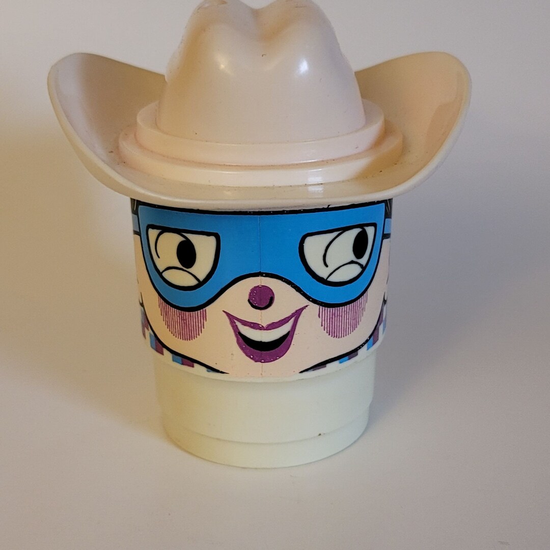 Vintage 1970s Sippy Cup Cowboy Plastic Straw Hole - Etsy