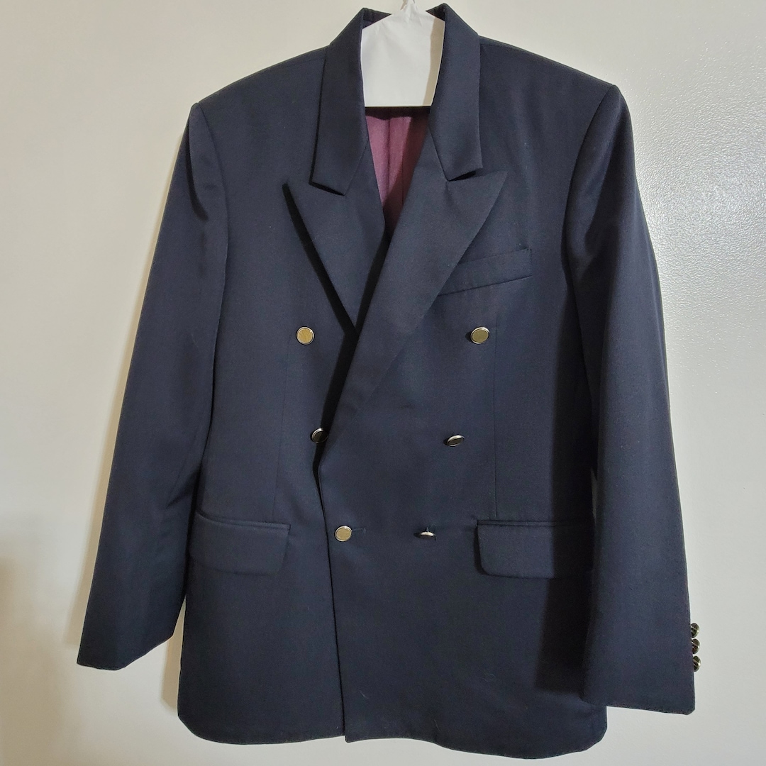 Vintage Double Breasted Navy Blue Blazer 40R 30L 6x1 Double Breasted ...