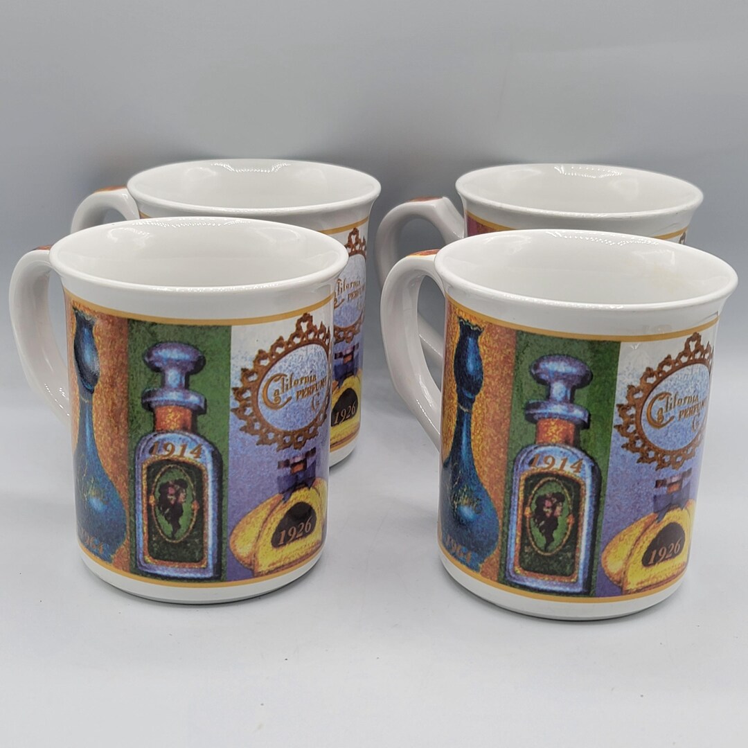 Avon Coffee Mugs 1998 Commemorative Souvenir Perfume Set of 4 Porcelain ...