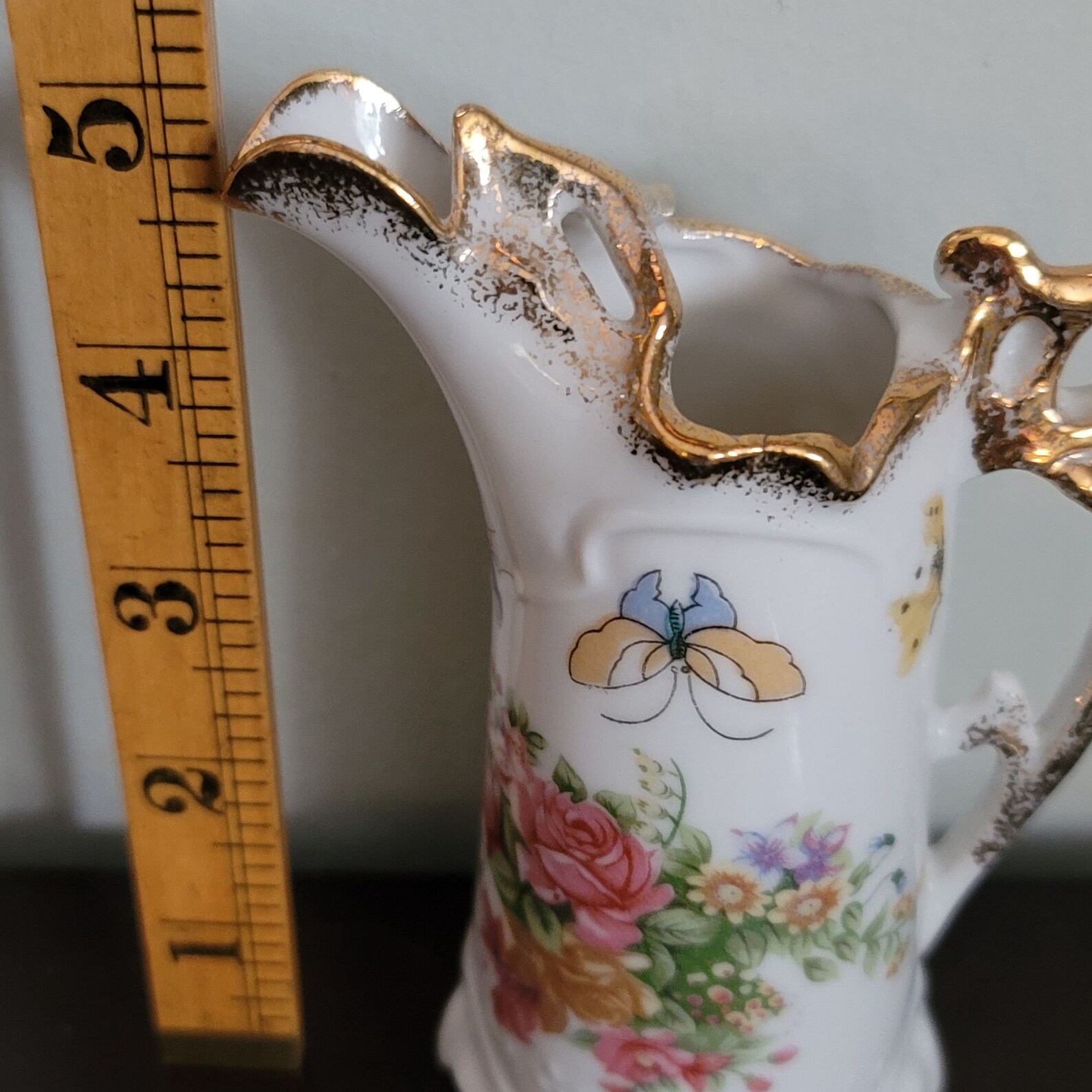 Antique Royal Crown Pitcher Butterfly Floral Gold Trim Stamped - Etsy