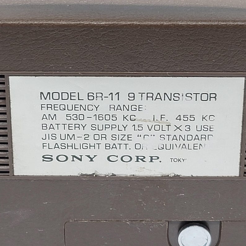 Rare Sony 6R-11 9 Transistor Super Sensitive Radio AM Portable Offgrid ...