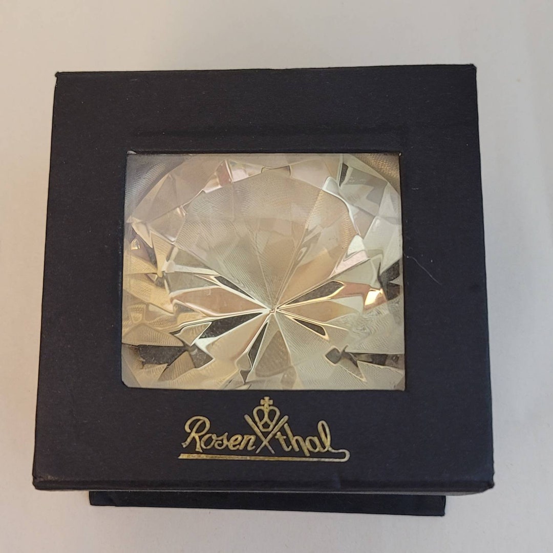 Rosenthal Diamond Gem Crystal Paperweight, Clear, in Box, Made in ...