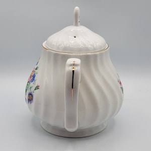 Royal Oak Swirl Tea Pot White With Gold Trim Flowers - Etsy