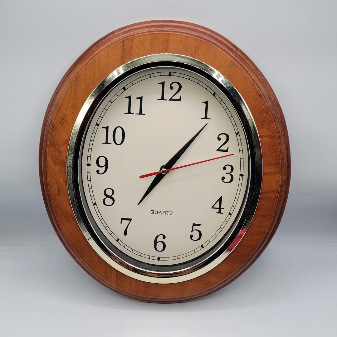 Daniel Dakota Quartz Vintage Wood Frame Wall Clock EUC Works Tested MCM ...
