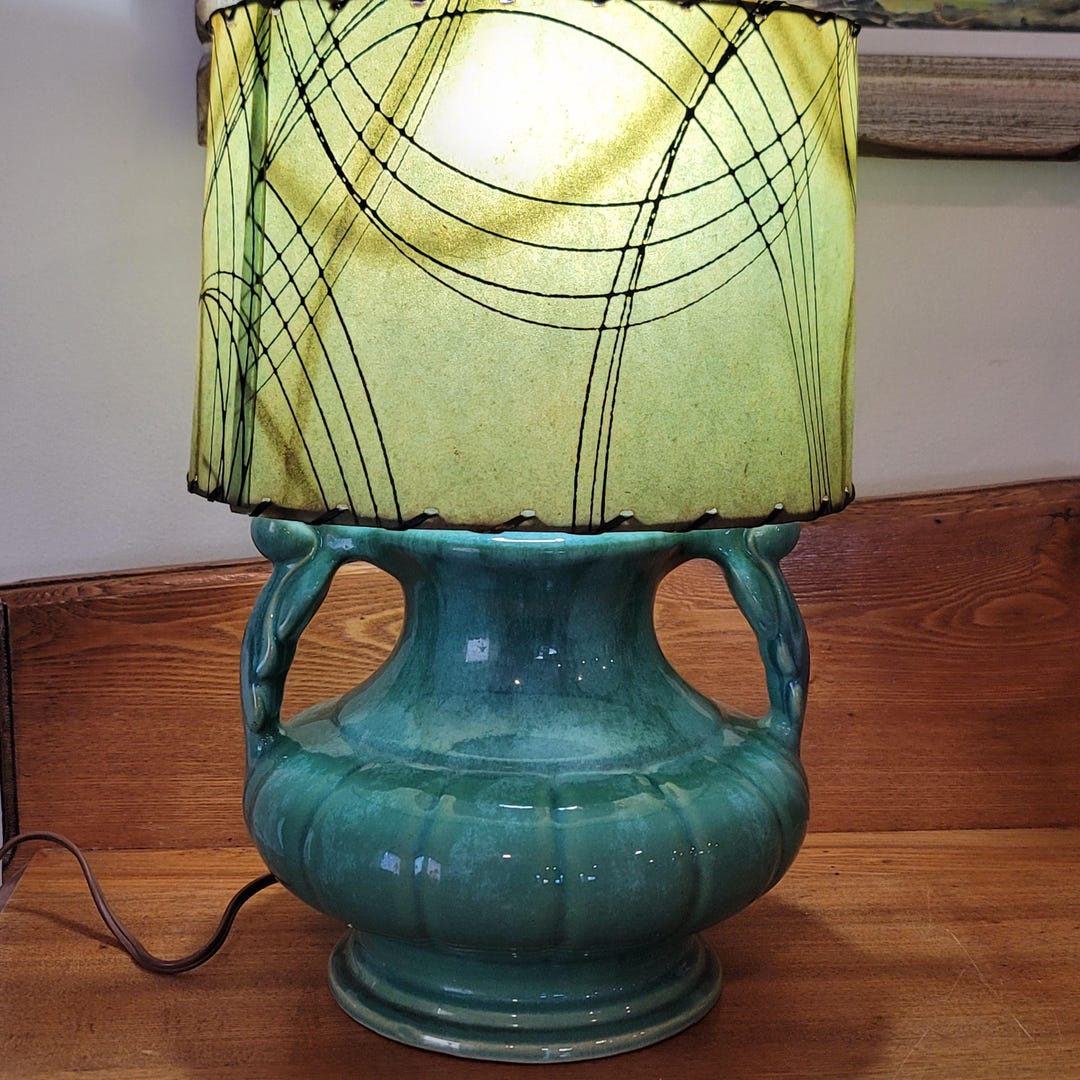 Art Deco Medalta Lamp W Fiberglass Green Shade 1930's Potteries - Etsy