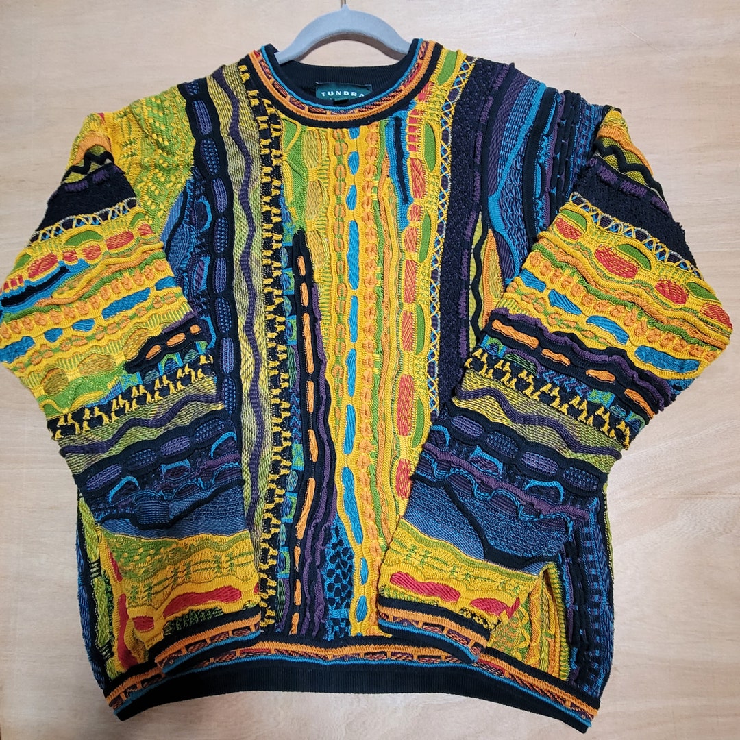 Vintage Tundra Colorful Notorious Big Style Sweater Mens Large Coogi ...