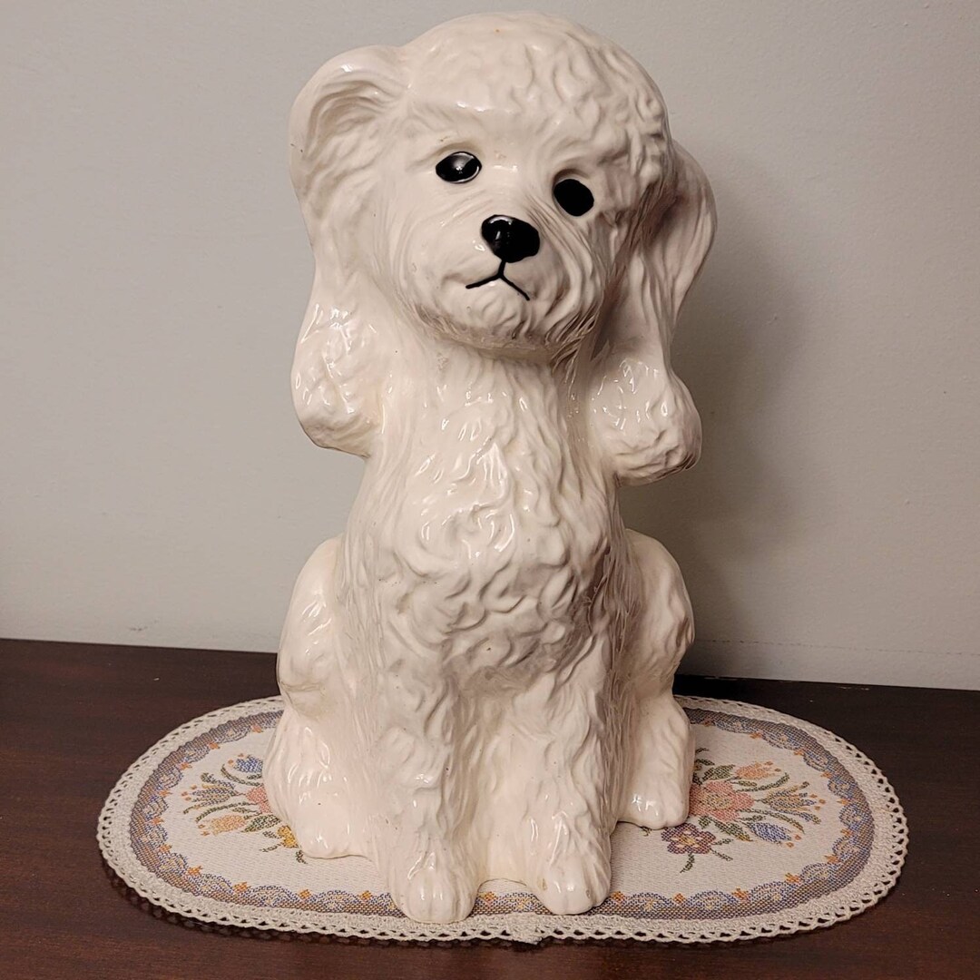 Vintage Poodle Dog Ceramic Figure White 12 Inch Tall - Etsy