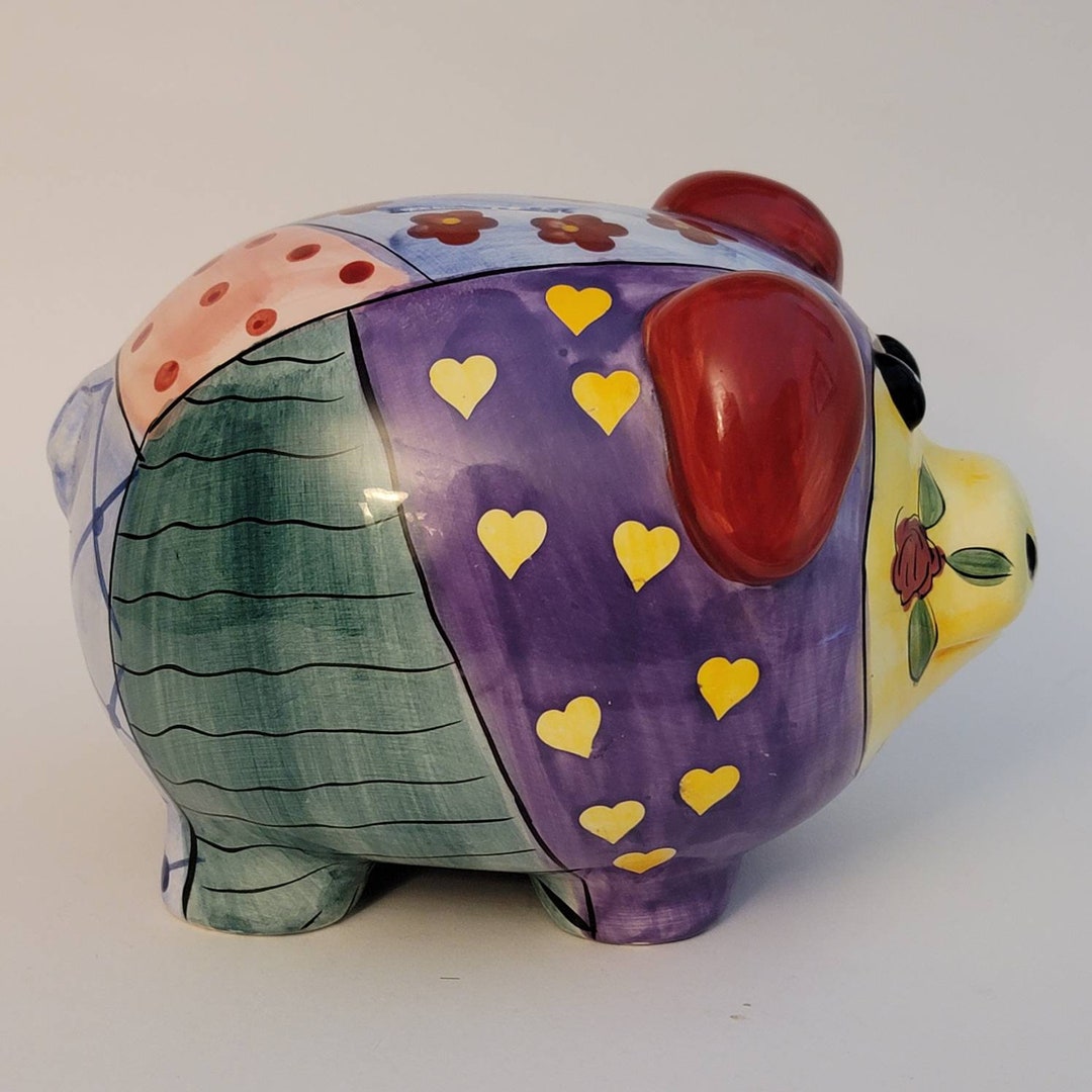 Ceramic Piggy Bank Pig With Stopper 6" Tall Coin Savings Allowance - Etsy
