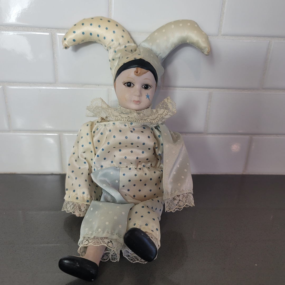 Vintage Jester Clown Miniature 8 Doll Porcelain Face Hand - Etsy