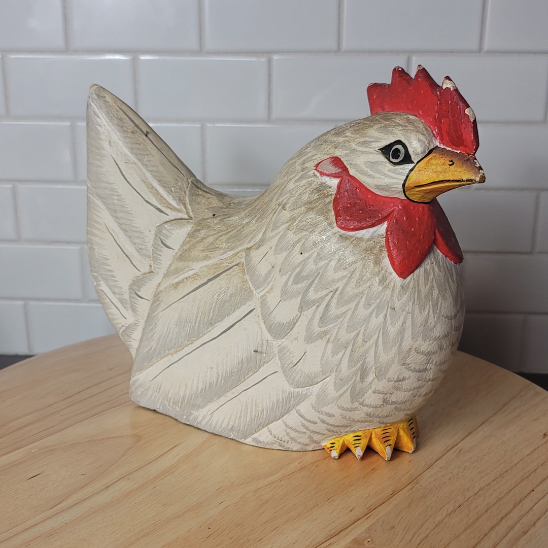 Hen Chicken Wooden Chicken Statue Rustic Country Farmhouse Decor - Etsy