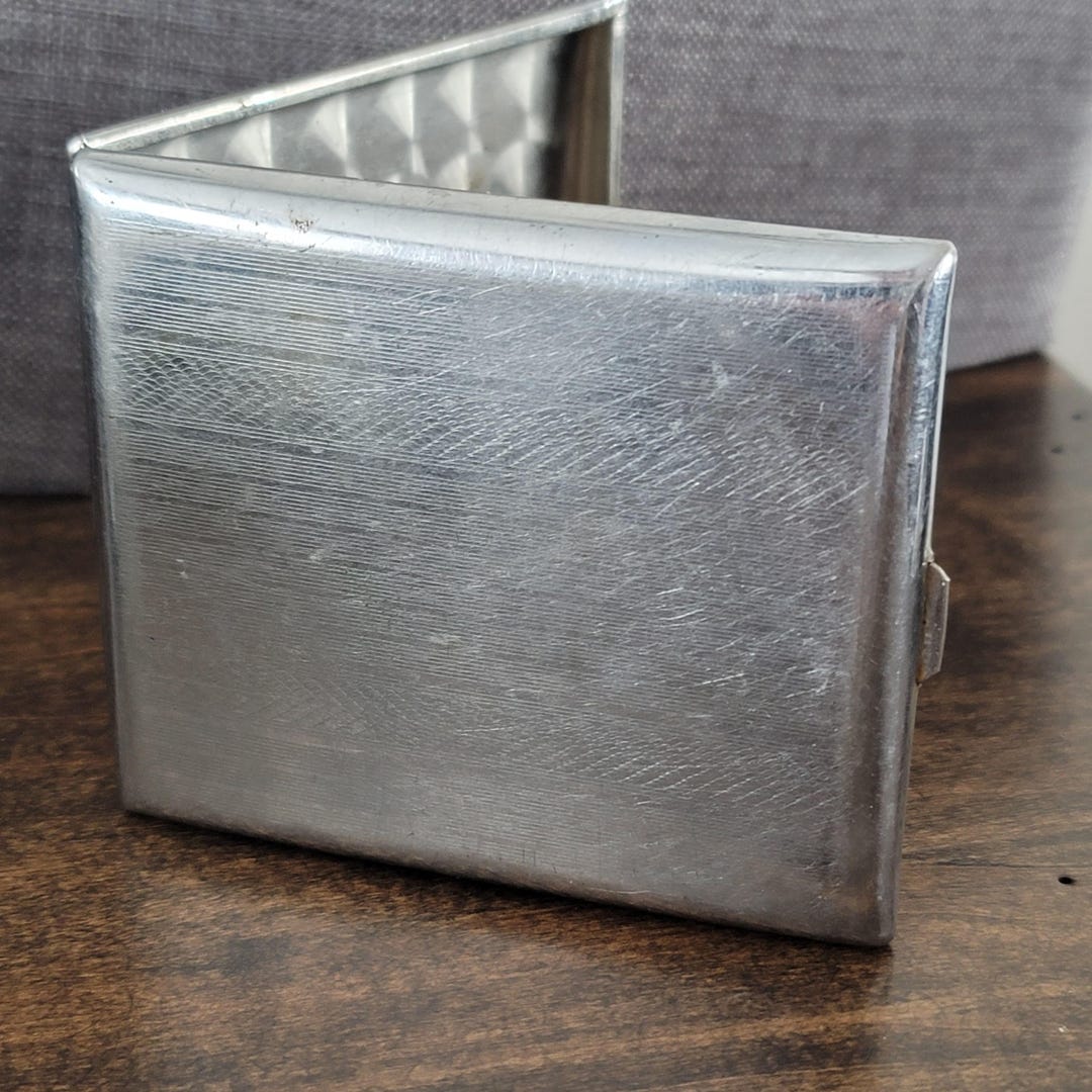 Vintage Evans Cigarette Case Compact Refillable Silver Black - Etsy