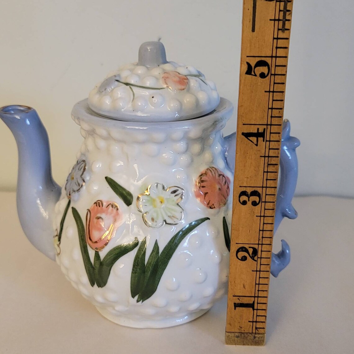 Vintage Mini Teapot for One Pink Floral Gold Trim Top Handle - Etsy