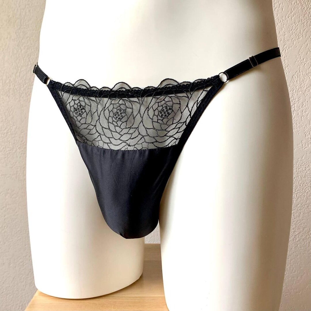 Men's Thongs, Red Luxury Men’s Thong Satin With Lace, Lace Men’s Soft Thong, Hot Red Lace Men’s ...