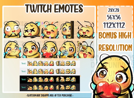 10x Cute Bee Emotes for Twitch and Discord // Free High - Etsy