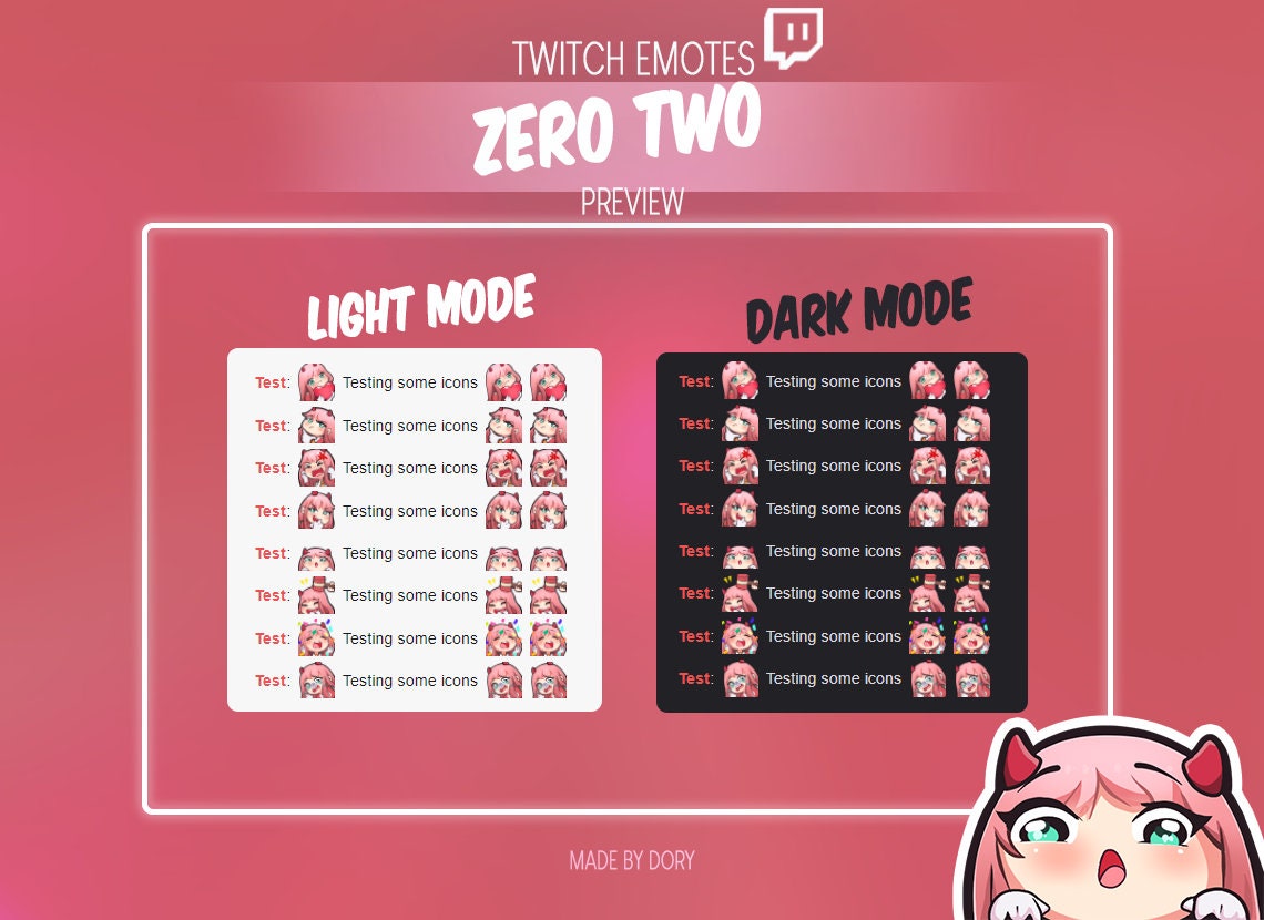 8x Zero Two Twitch and Discord Emotes for Streamers // Free High ...