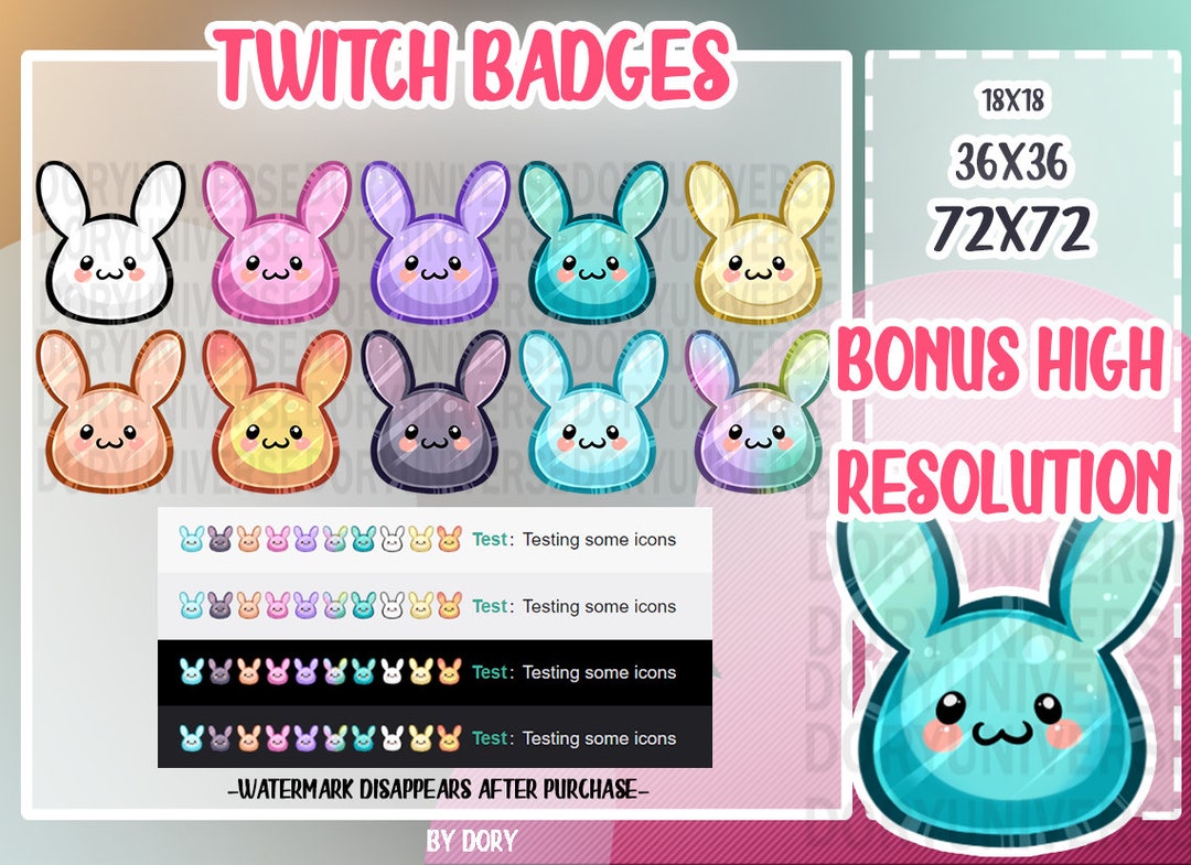 10x Cute Bunny Twitch Sub Badges for Easter // Free High Resolution ...