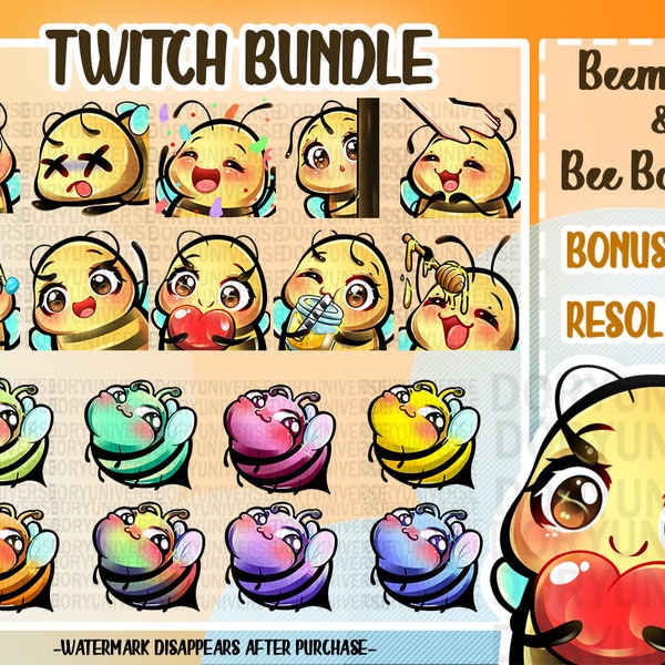 10x Cute Bee Emotes for Twitch and Discord // Free High Resolution 500 ...