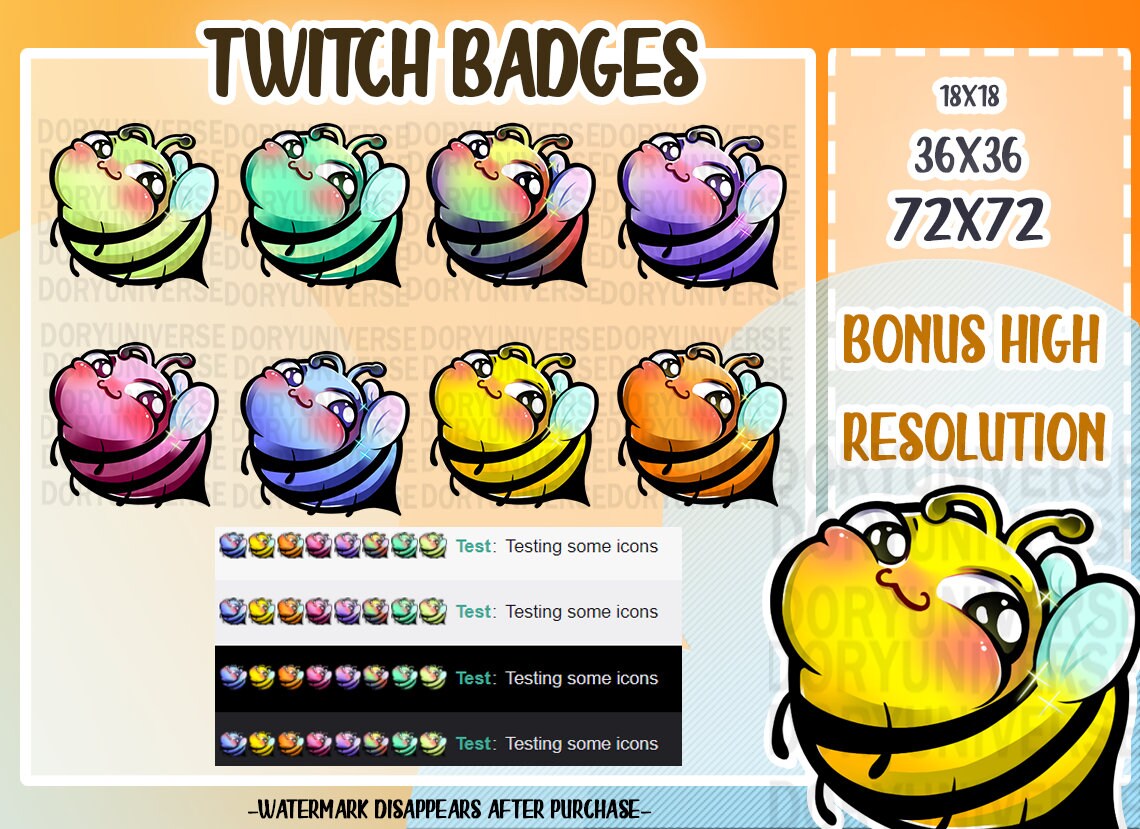 Cute Bee Bundle for Twitch and Discord (10x Emotes and 8x Badges ...