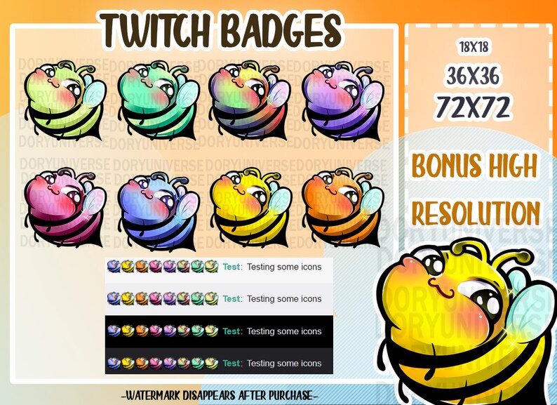 8x Cute Bee Twitch Sub Badges - Etsy
