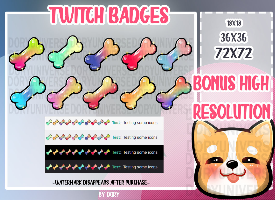 10x Colorful Bone Twitch Sub Badges // Free High Resolution Image ...