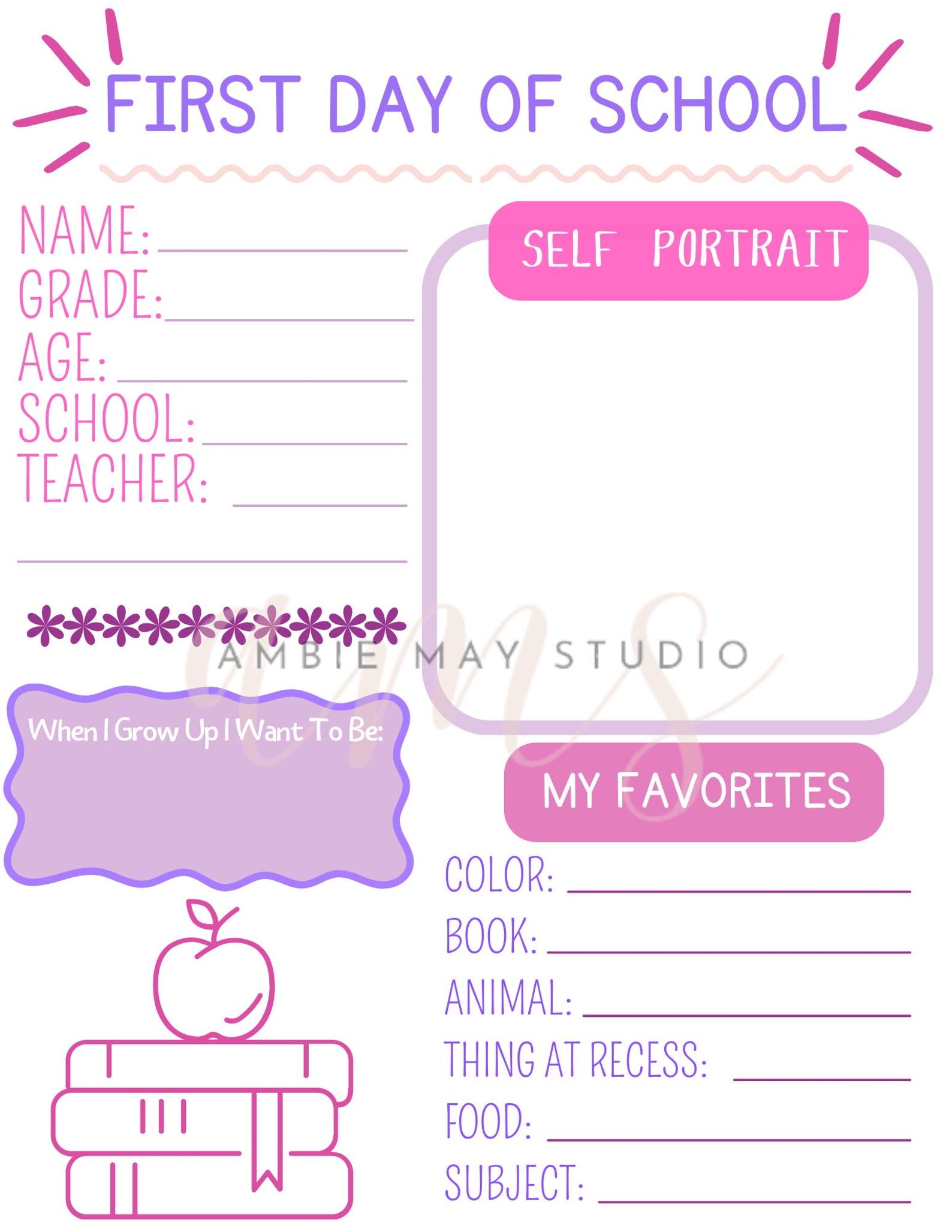 First Day of School Printable, Back to School Printable, Elementary ...