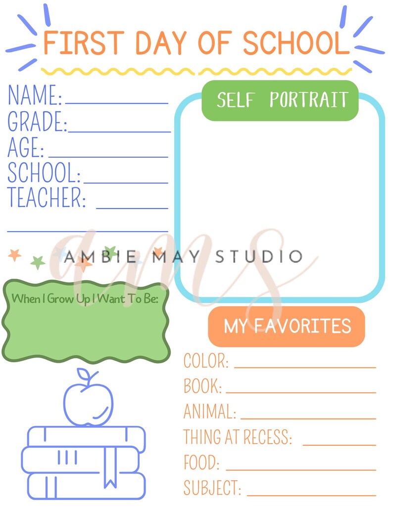 First Day of School Printable, Back to School Printable, Elementary ...