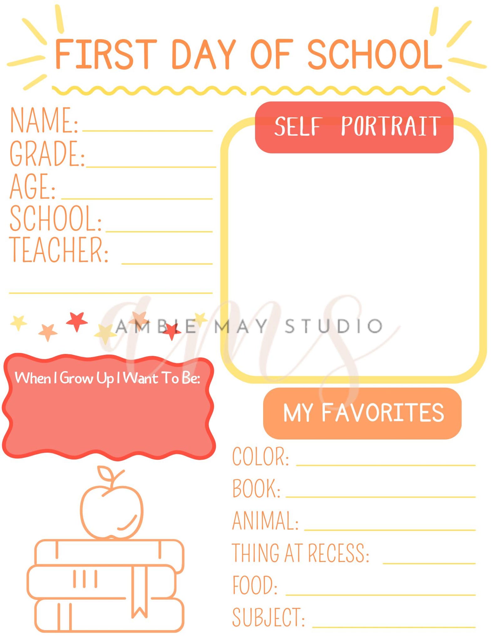 First Day of School Printable, Back to School Printable, Elementary ...