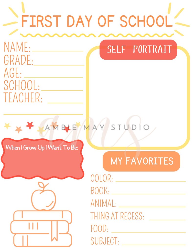 First Day of School Printable, Back to School Printable, Elementary ...