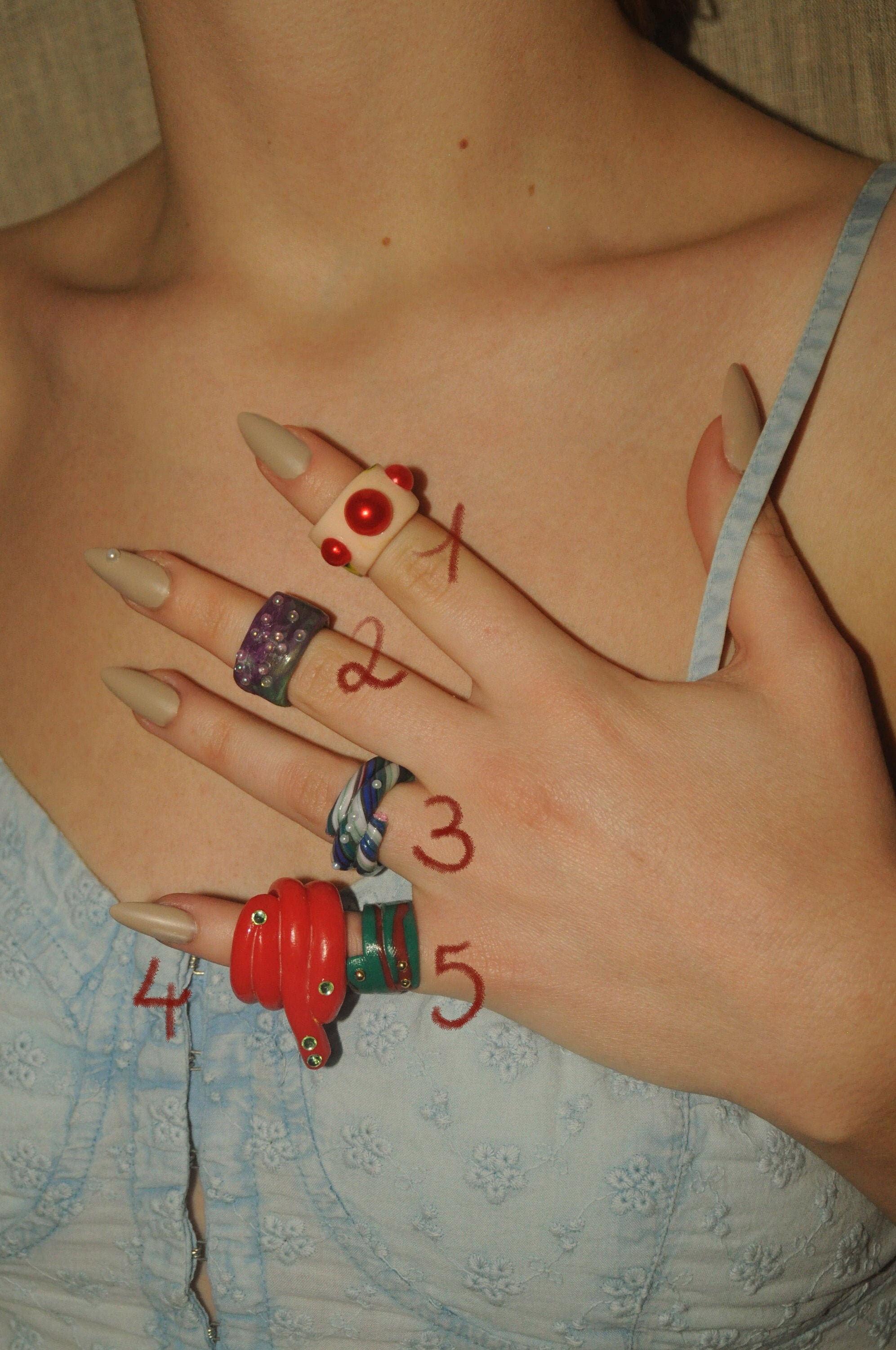 Colorful Rings in Fimo and Rhinestones - Etsy UK