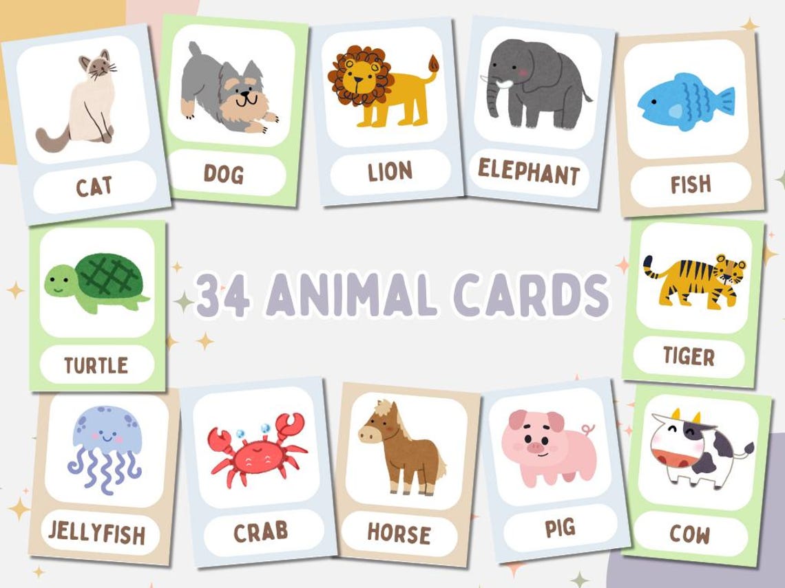 Animal Printable Flashcards | Simple English Vocabulary Flash Cards ...