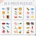 Animal Puzzle Activity Printable, Preschool Animal 2 Piece Puzzle Game ...