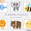 Animal Puzzle Activity Printable, Preschool Animal 2 Piece Puzzle Game ...