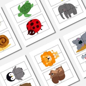 Animal Puzzle Activity Printable, Preschool Animal 4 Piece Puzzle Game ...