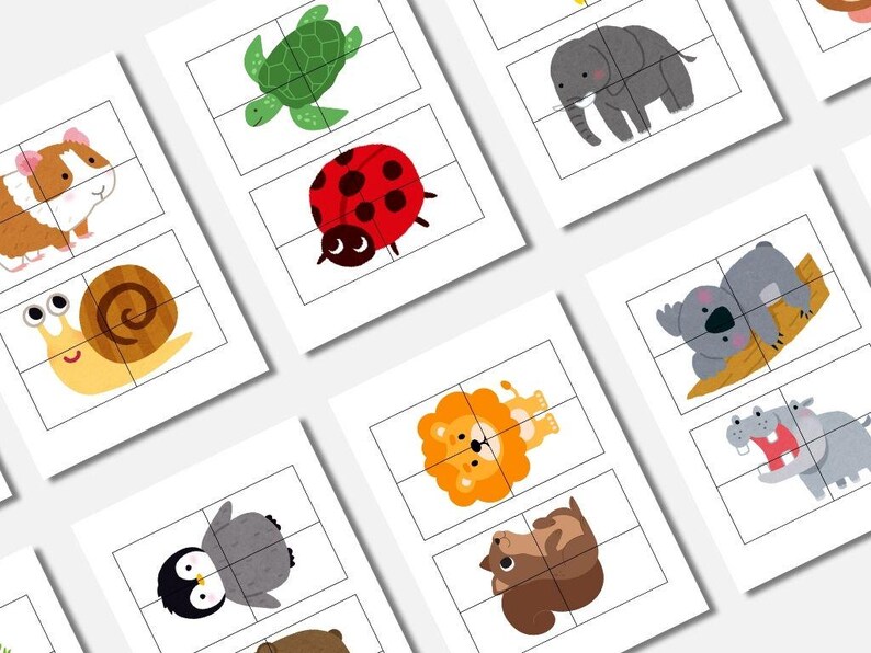 Animal Puzzle Activity Printable, Preschool Animal 4 Piece Puzzle Game ...