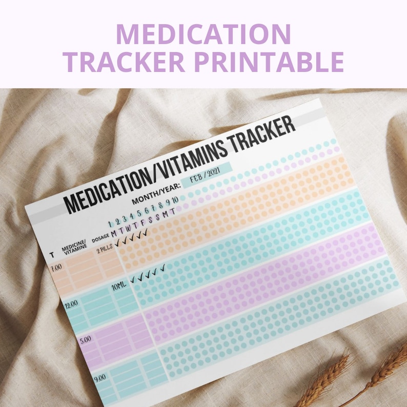 Medication Schedule Printable Medicine Chart Monthly Medication Log ...