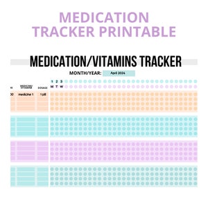 Medication Schedule Printable Medicine Chart Monthly Medication Log ...