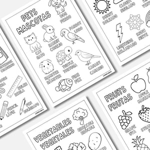 Bilingual Vocabulary Coloring Pages | English Spanish Printable ...