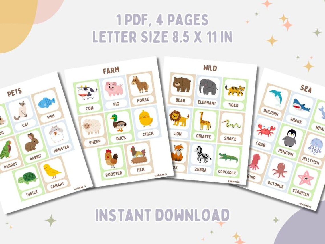 Animal Printable Flashcards | Simple English Vocabulary Flash Cards ...