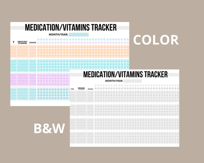 Medication Schedule Printable Medicine Chart Monthly Medication Log ...