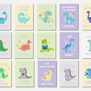 Positive Affirmations Printable Dino Flashcards | Cute Dinosaur Quotes ...