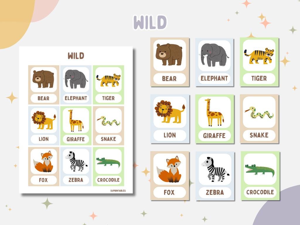 Animal Printable Flashcards | Simple English Vocabulary Flash Cards ...
