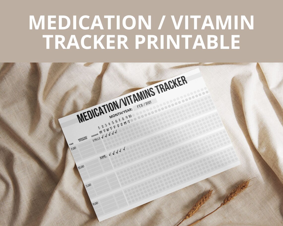 Medication Schedule Printable Medicine Chart Monthly Medication Log ...