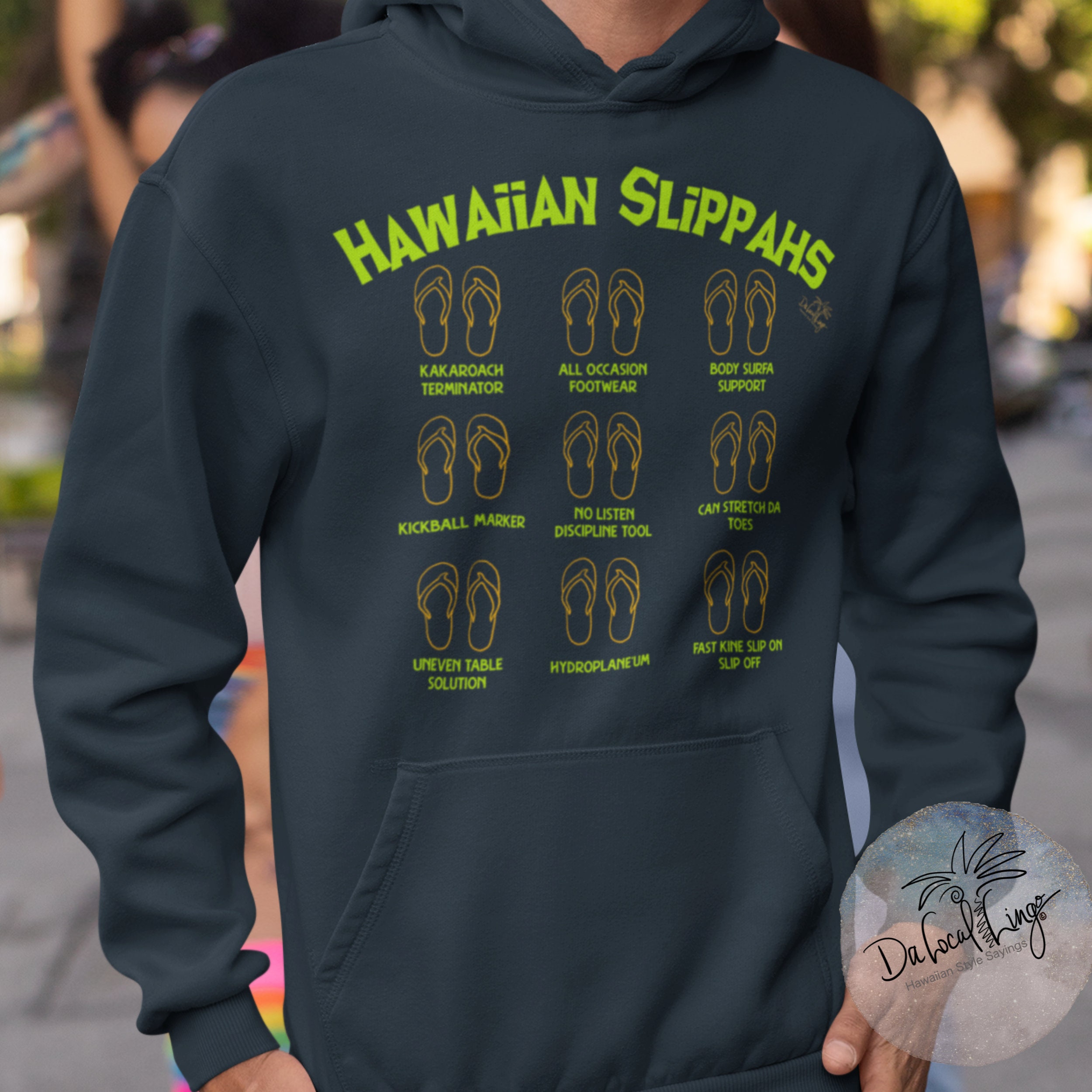 Hawaiian Slippahs Printed on High Quality Cotton Heritage Hoodie With ...