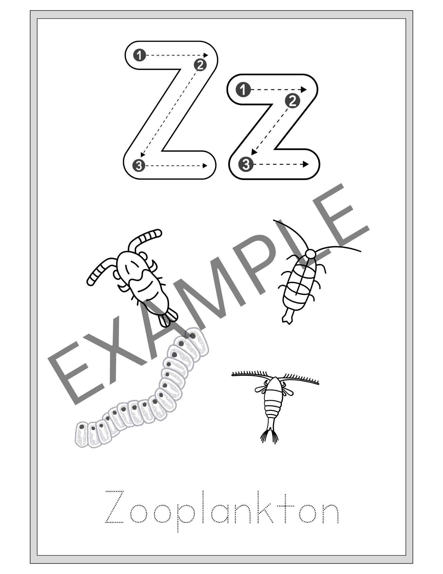Ocean Alphabet Tracing and Coloring Pages - Etsy