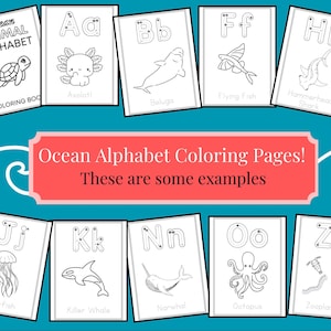 Ocean Alphabet Tracing and Coloring Pages - Etsy