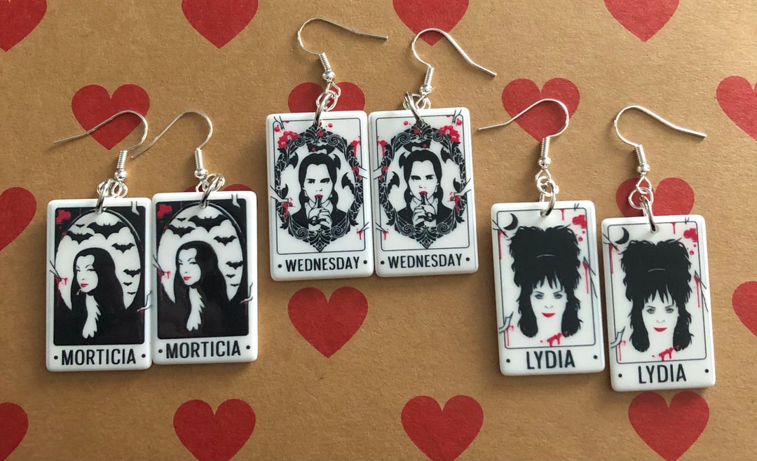 Double Sided Wednesday Morticia and Lydia Earrings - Etsy