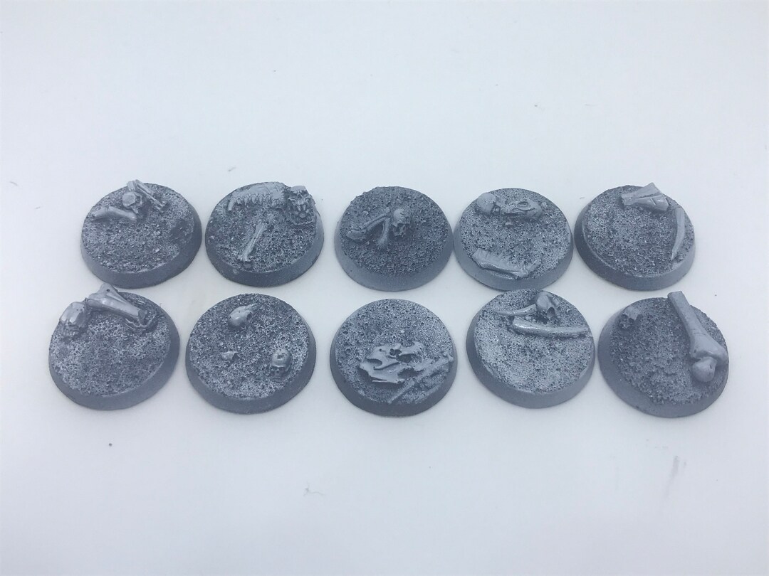 Ten (10) Warhammer Age of Sigmar 40K Resin Bone Field 25mm Round Bases ...