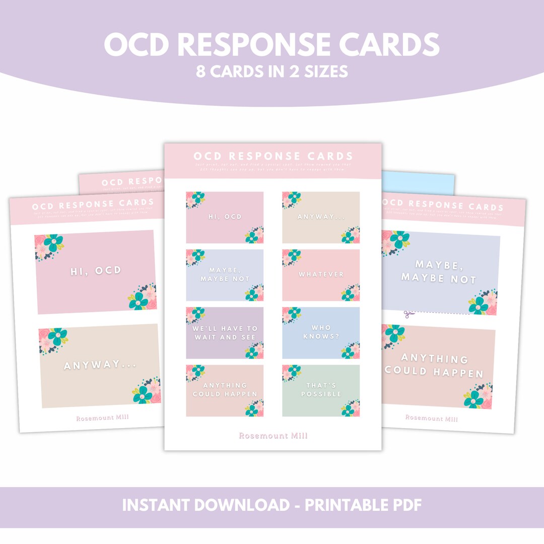 OCD Resource, Digital OCD Response Cards, Neutral OCD Responses, Mental ...