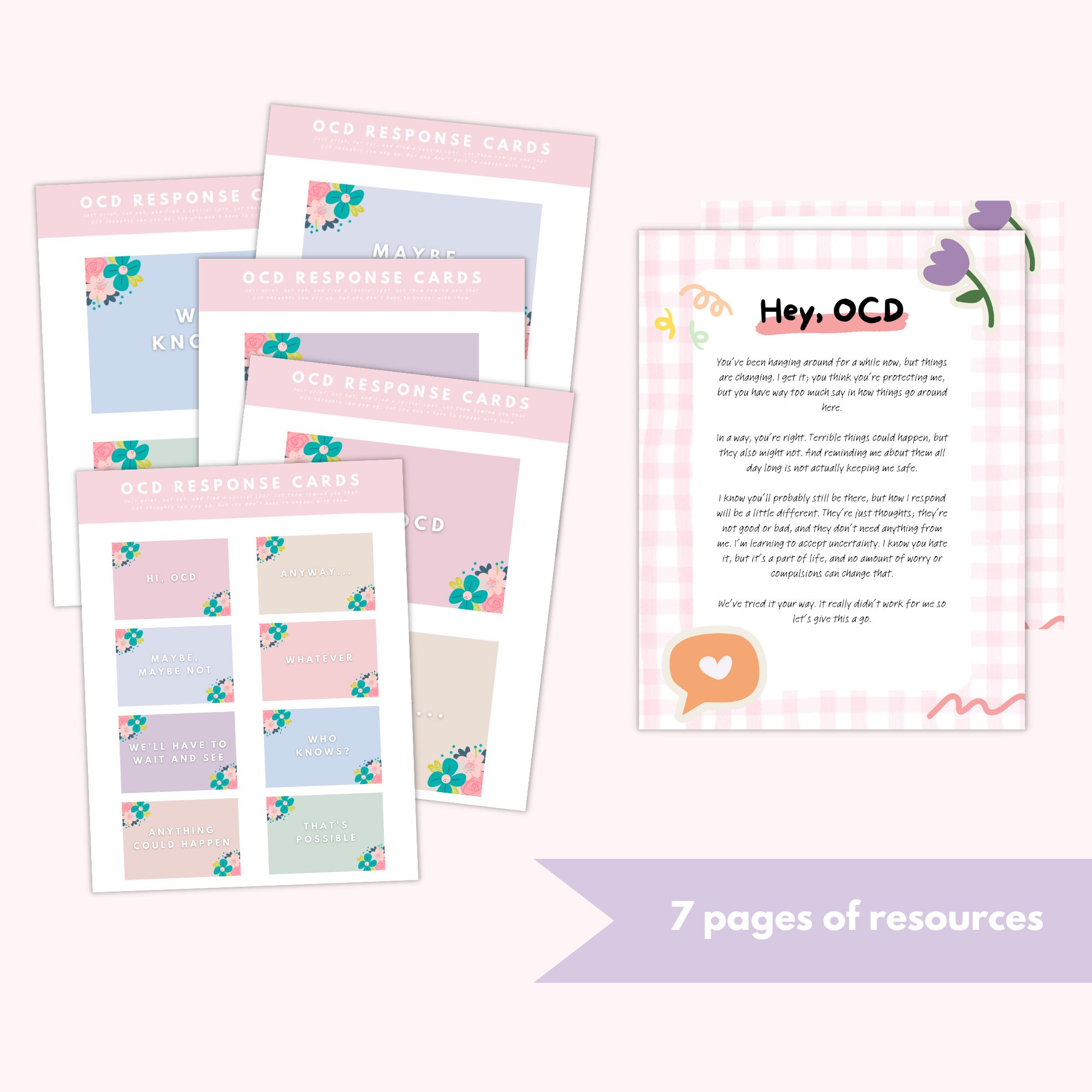 OCD Resource, Digital OCD Response Cards, Neutral OCD Responses, Mental ...