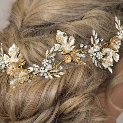 Autumn Golden Flower Crown Fall Wedding Flower Crown Metal | Etsy